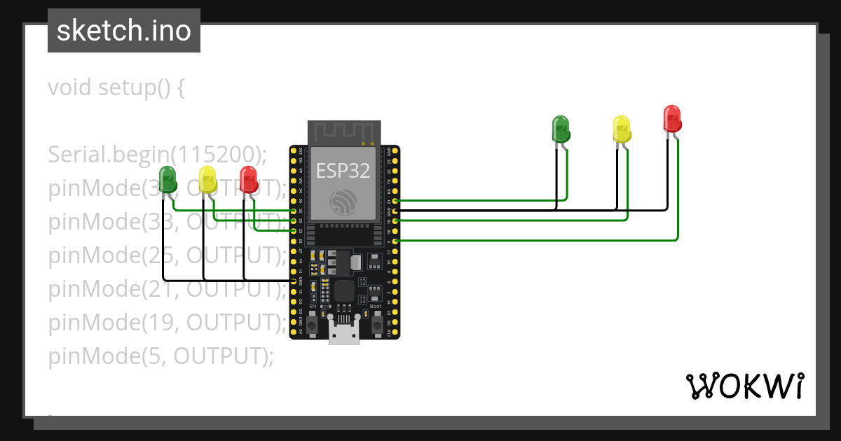 traffic light - Wokwi ESP32, STM32, Arduino Simulator