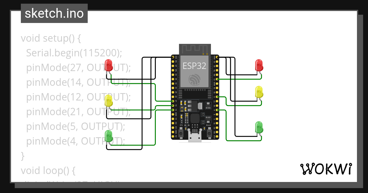 traffic light - Wokwi ESP32, STM32, Arduino Simulator