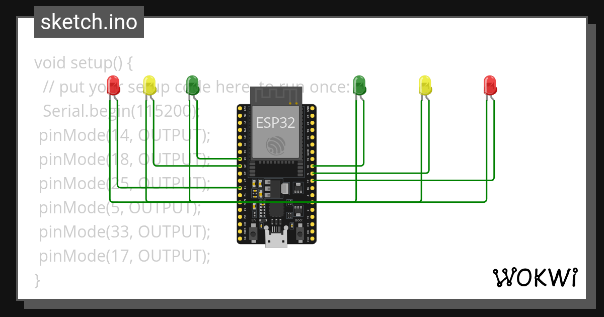 traffic light - Wokwi ESP32, STM32, Arduino Simulator