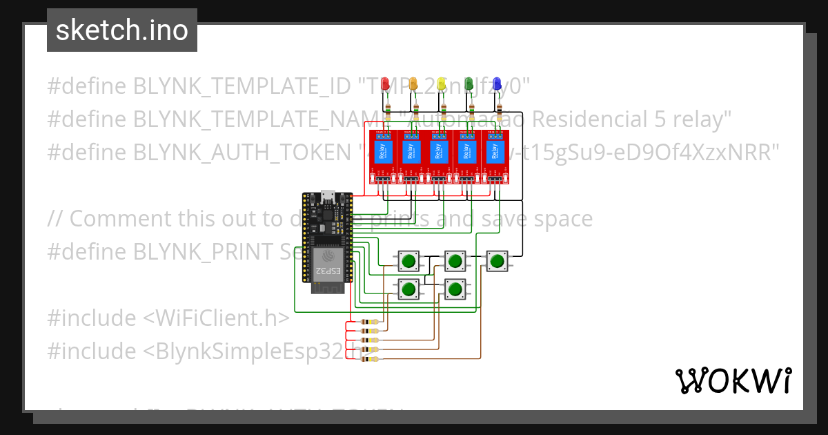 blynk iot Controle residencial -Finalisado - Wokwi ESP32, STM32, Arduino Simulator
