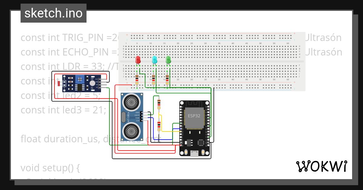 ultrasónico - Wokwi ESP32, STM32, Arduino Simulator