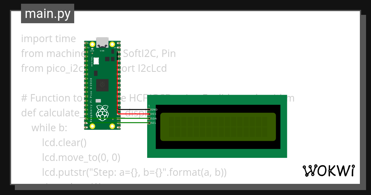 HCF of Two Numbers Copy - Wokwi ESP32, STM32, Arduino Simulator