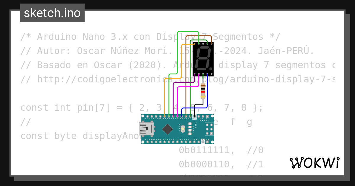 Arduino Nano 3x Con Display 7 Segmentos Wokwi Esp32 Stm32 Arduino Simulator 9089