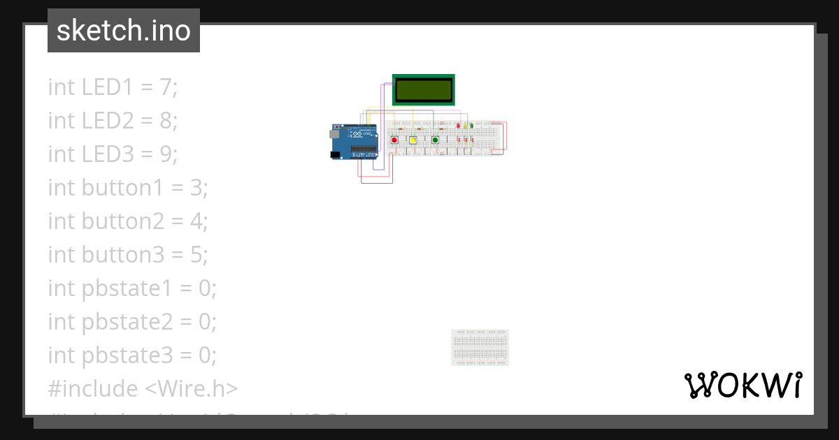 Program LCD DAN LED - Wokwi ESP32, STM32, Arduino Simulator