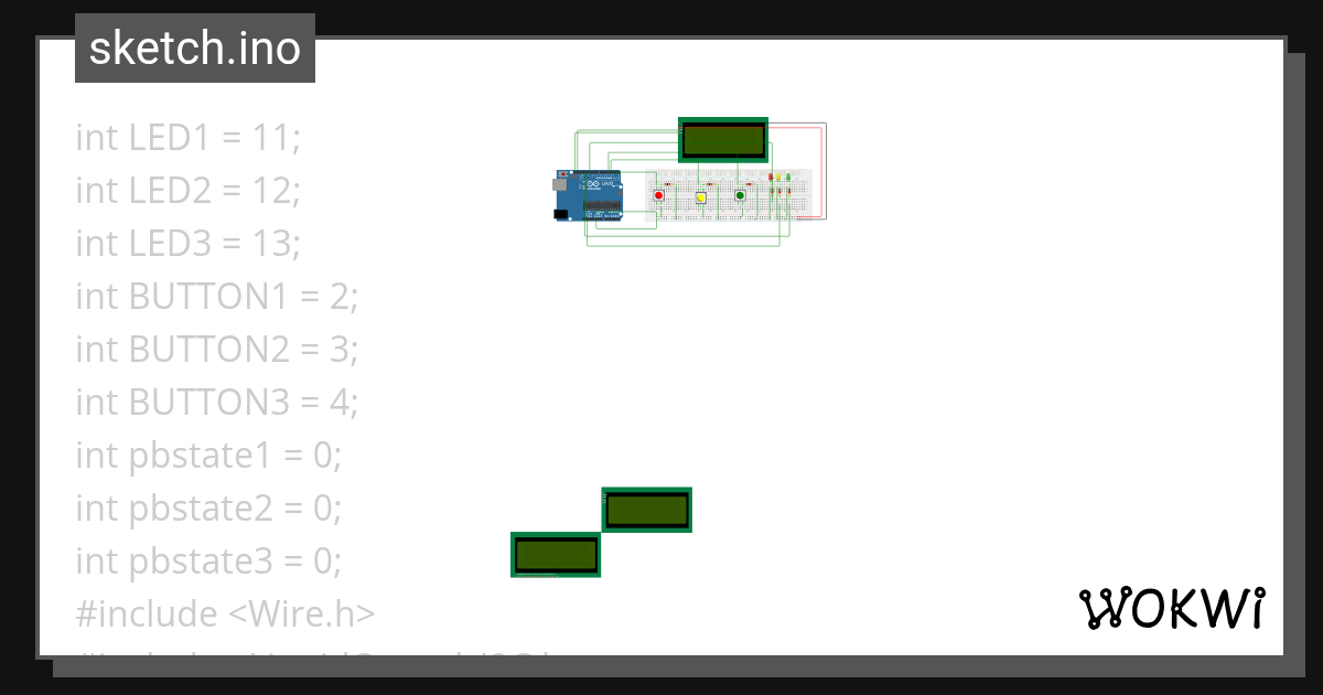 Projek LED LCD 3 - Wokwi ESP32, STM32, Arduino Simulator