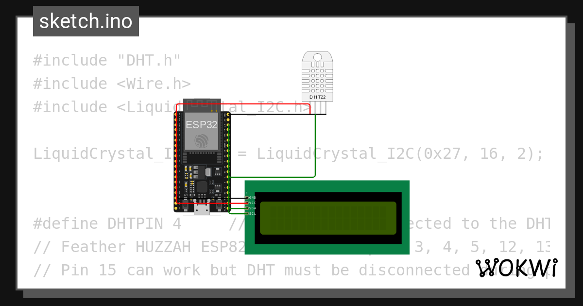 Dht And Lcd Combined Wokwi Esp32 Stm32 Arduino Simulator 8552