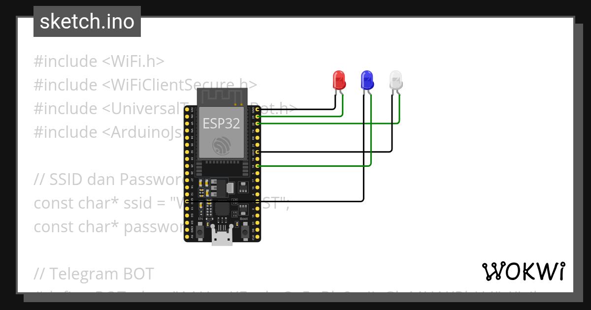 4. LED IoT Telegram Copy - Wokwi ESP32, STM32, Arduino Simulator