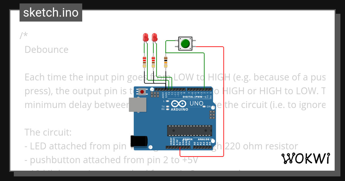 tombol debounce - Wokwi ESP32, STM32, Arduino Simulator
