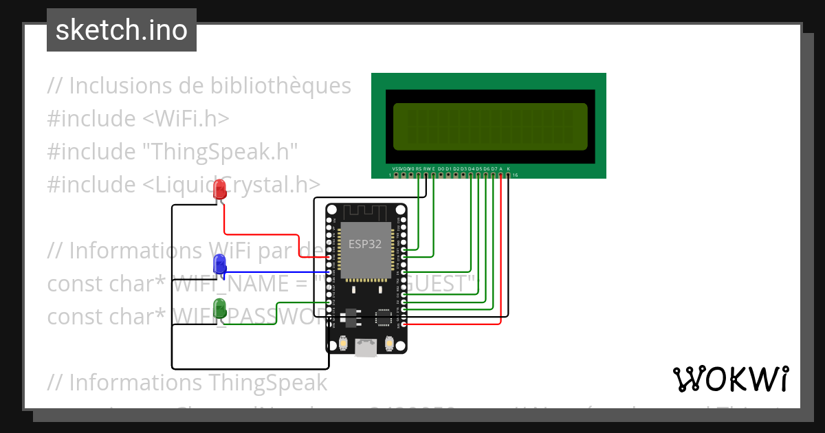 esp32-dht22-thingspeak-Read-LED - Wokwi ESP32, STM32, Arduino Simulator