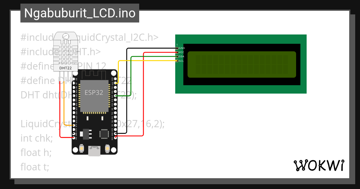 DHT+LCD ESP32 Copy - Wokwi ESP32, STM32, Arduino Simulator