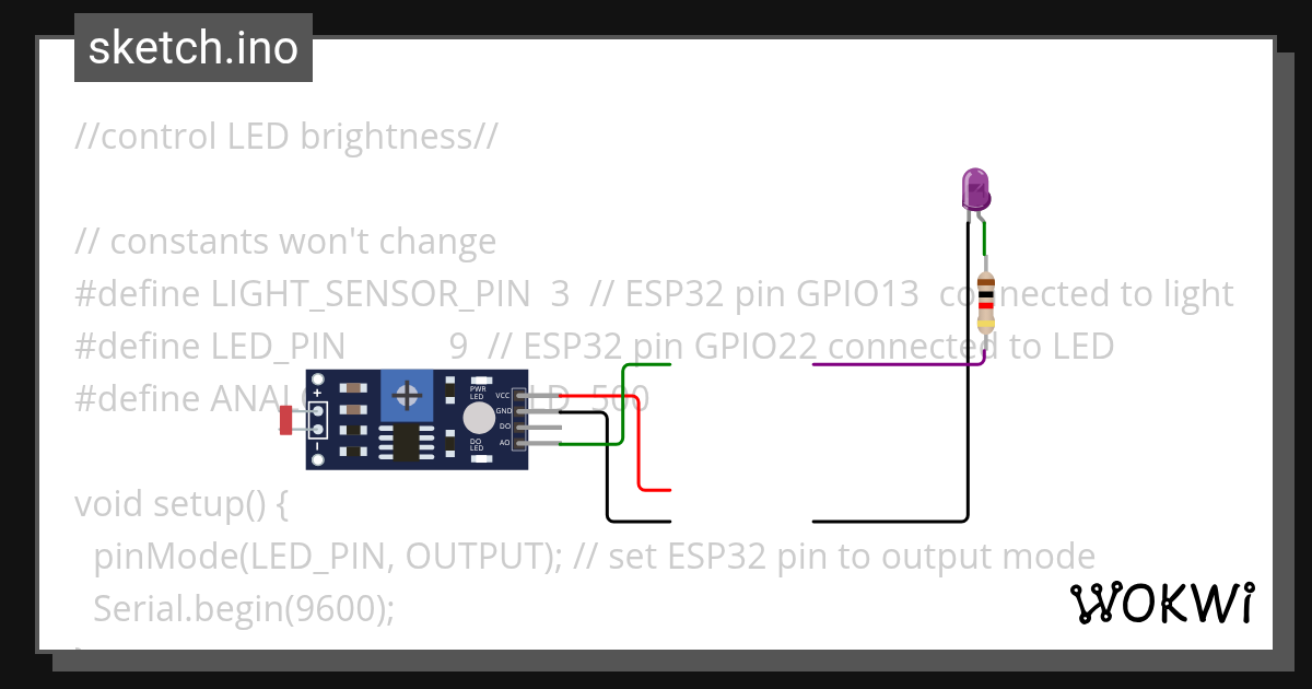 LDR LED ALEEYA - Wokwi ESP32, STM32, Arduino Simulator