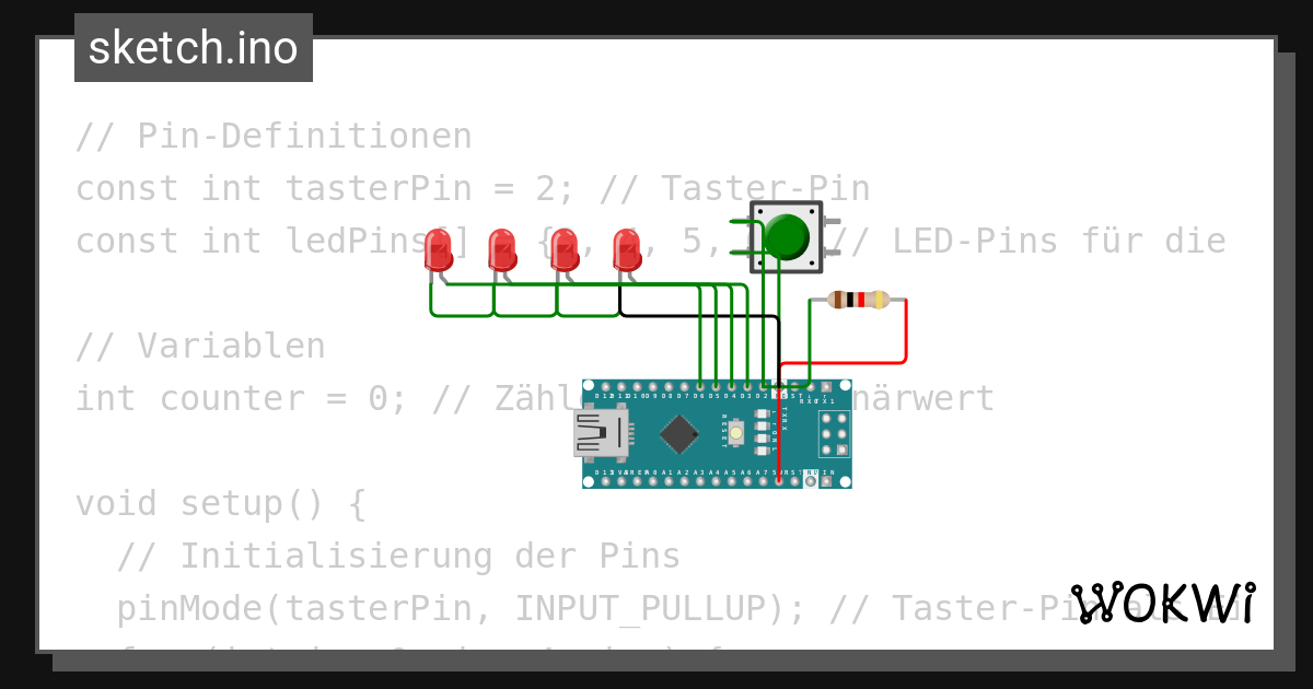 Led Binär Counter Wokwi Esp32 Stm32 Arduino Simulator 4700
