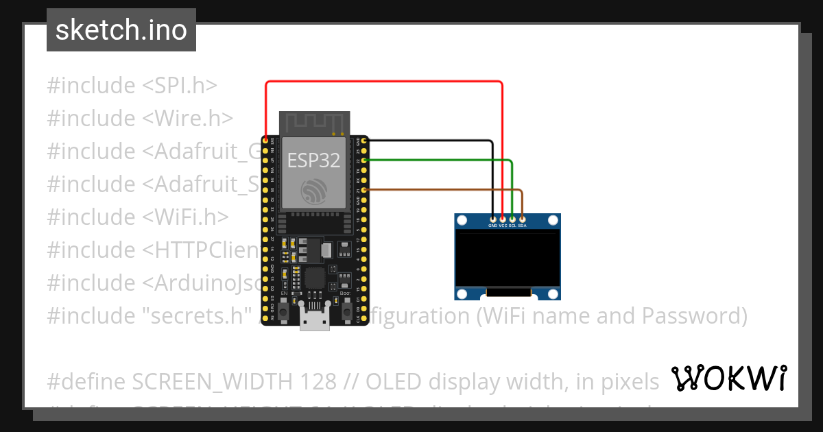 Esp32 Oled 128x64 Wokwi Esp32 Stm32 Arduino Simulator