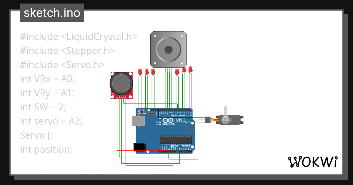 joystick servo led - Wokwi ESP32, STM32, Arduino Simulator