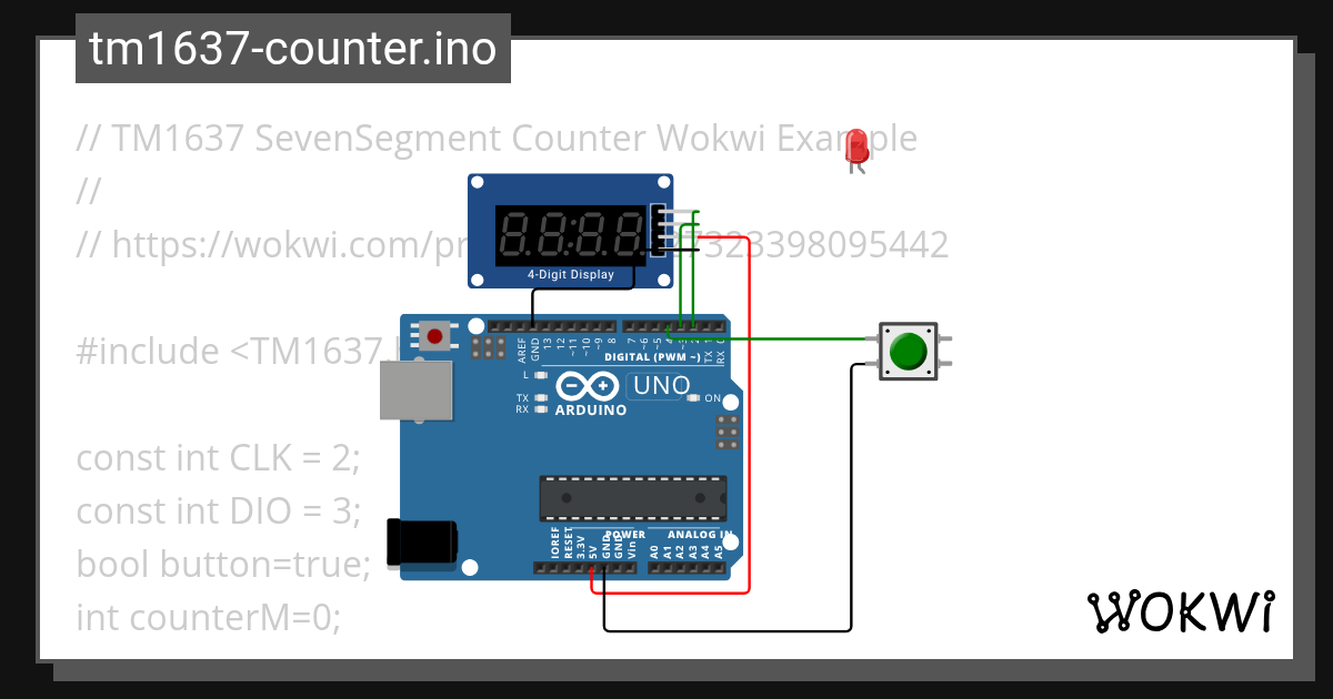 tm1637-counter.ino Copy - Wokwi ESP32, STM32, Arduino Simulator