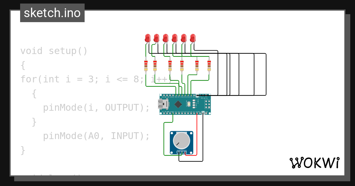 02 Уровень сигнала на Led Потенциометр Wokwi Esp32 Stm32 Arduino Simulator 8923