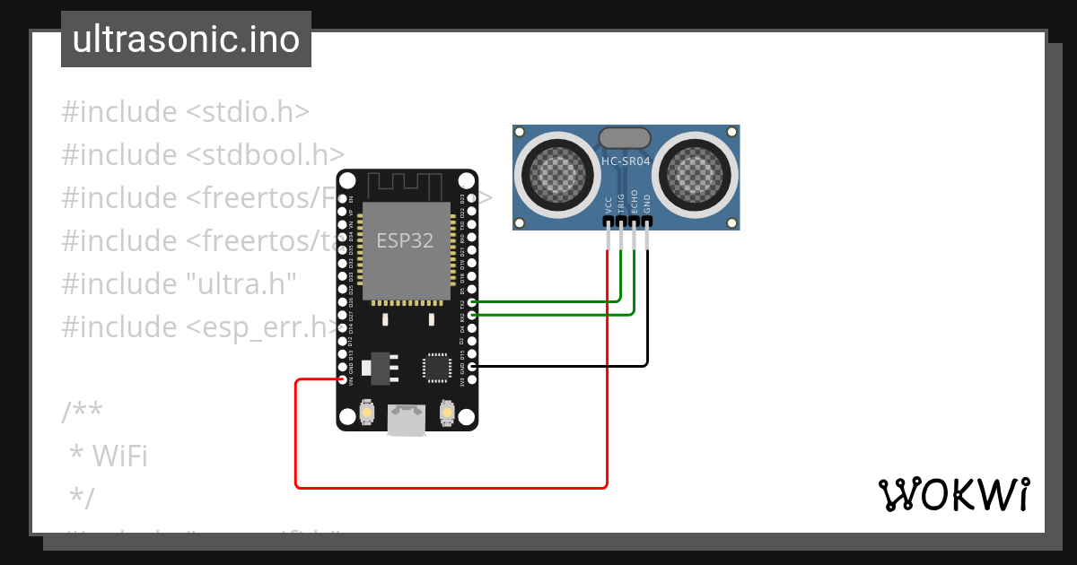 ultrasonic.c - Wokwi ESP32, STM32, Arduino Simulator