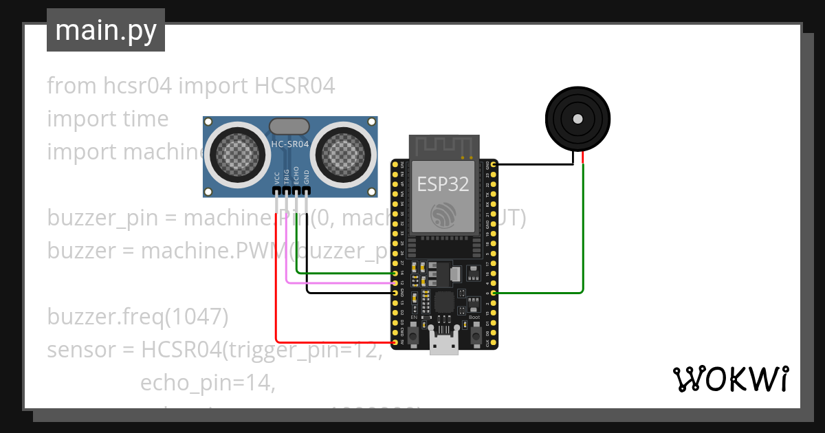 4.Sensor ultrassom - Wokwi ESP32, STM32, Arduino Simulator