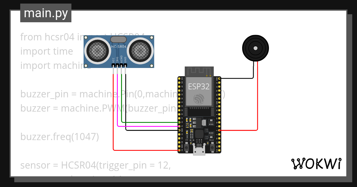 Sensor Ultrassônico Com Som Wokwi Esp32 Stm32 Arduino Simulator 