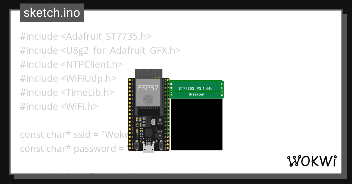 ST7735 IPS 1.44in. 圆盘时间 Copy - Wokwi ESP32, STM32, Arduino Simulator