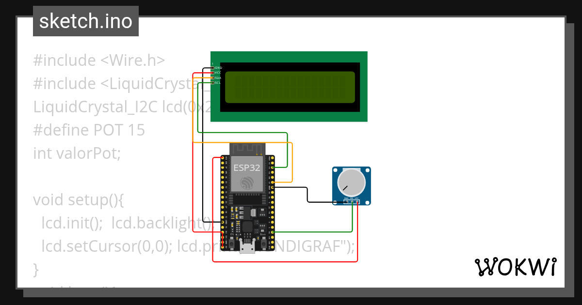 Potenciometro Wokwi Esp32 Stm32 Arduino Simulator 