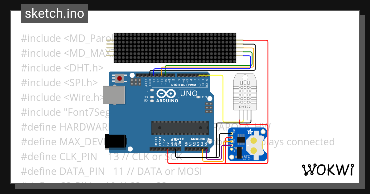 RBCUDON Dot Matrix Show Time - Wokwi ESP32, STM32, Arduino Simulator