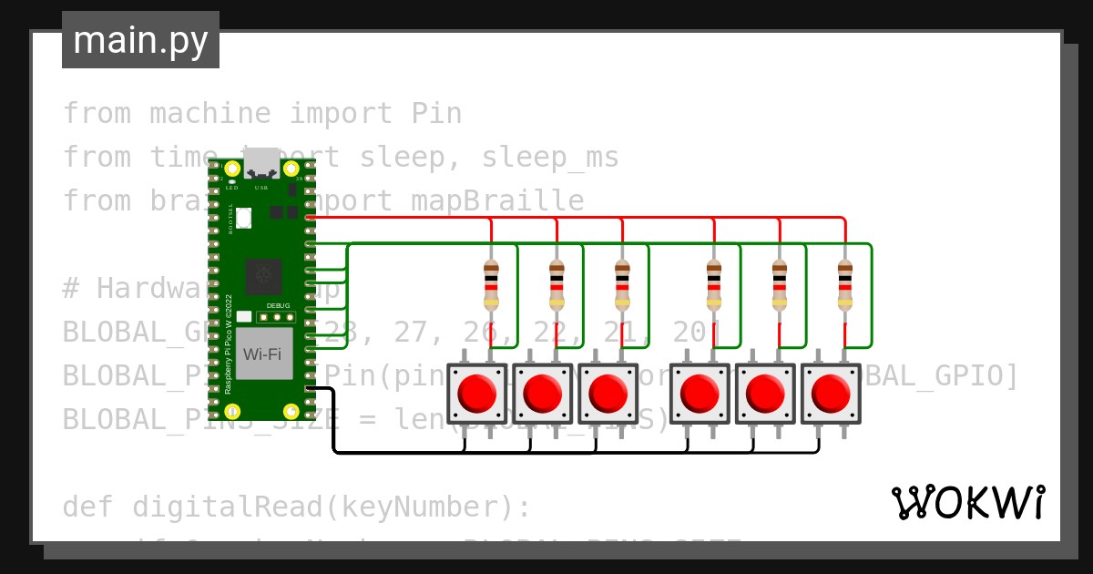 Braille Keyboard Certopy Wokwi Esp32 Stm32 Arduino Simulator 3132