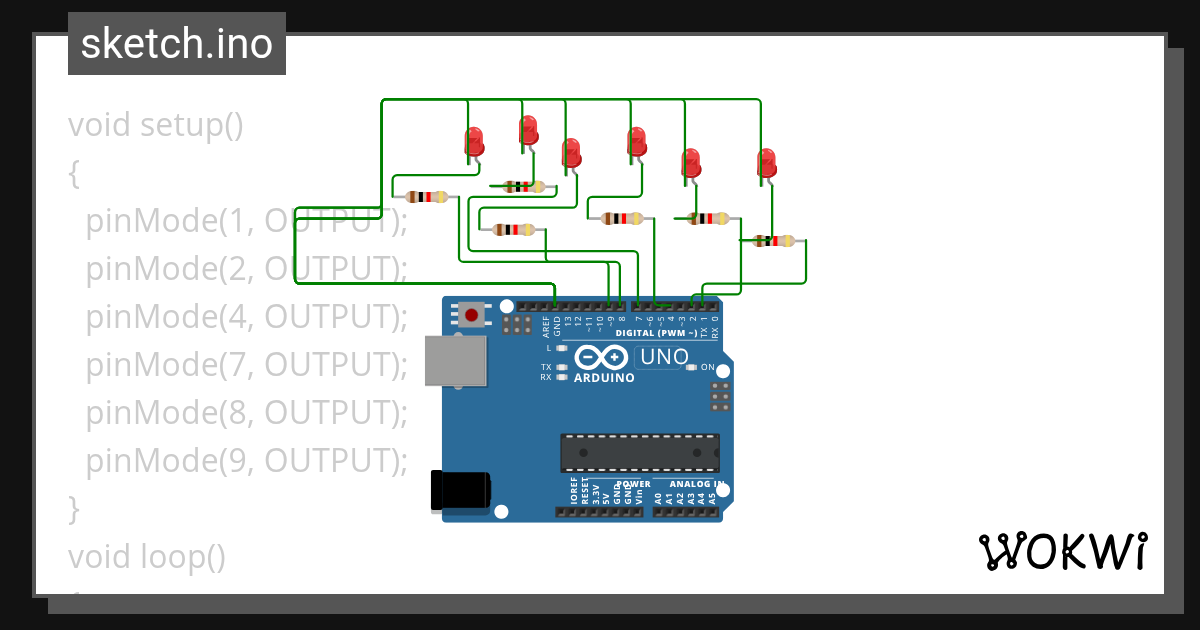 6 Led Blinking Wokwi Esp32 Stm32 Arduino Simulator 