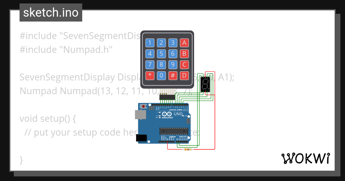 Klavesnice 7Segment - Wokwi ESP32, STM32, Arduino Simulator