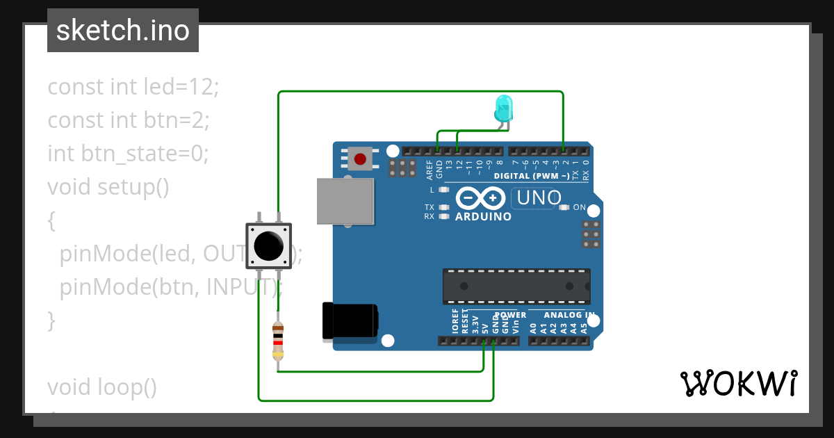 Switch On Led Wokwi Esp32 Stm32 Arduino Simulator 5334
