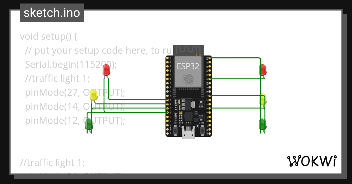 traffic light - Wokwi ESP32, STM32, Arduino Simulator