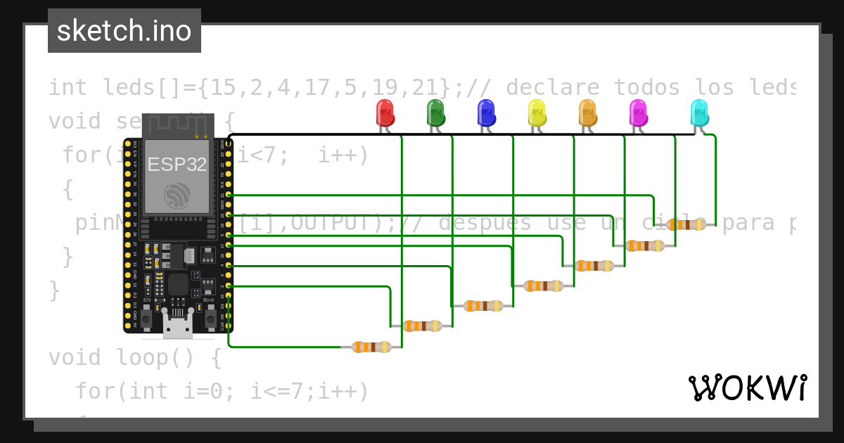 Leds De Manera Ascendente Wokwi Esp32 Stm32 Arduino Simulator 8257