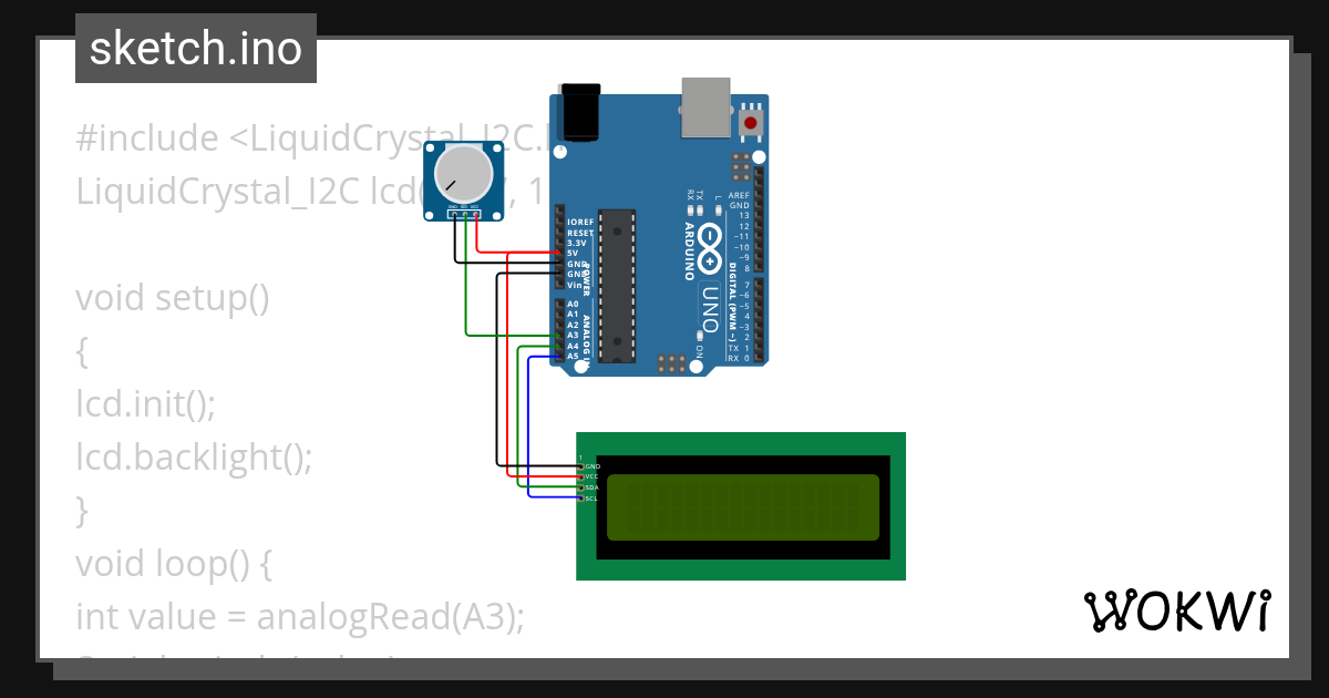 LCD แบบ I2C ขนาด 16x2 and Potentiometer - Wokwi ESP32, STM32, Arduino ... LCD แบบ I2C ขนาด 16x2 and Potentiometer - Wokwi ESP32, STM32, Arduino ...