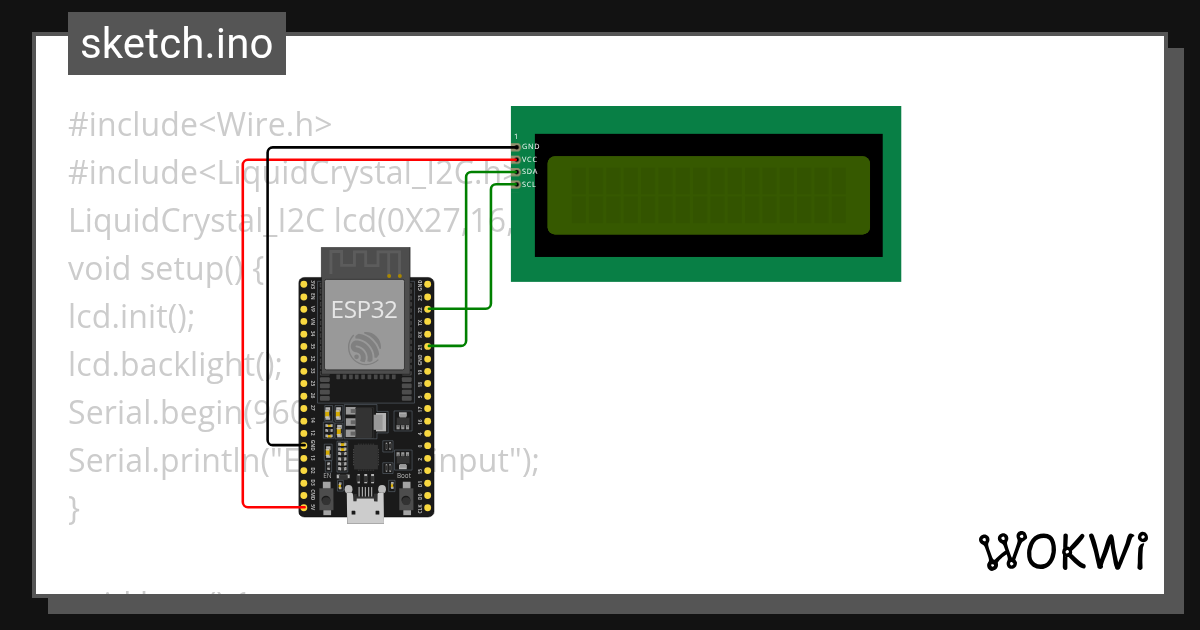 LCD I2C TAKING INPUT FROM USER - Wokwi ESP32, STM32, Arduino Simulator LCD I2C TAKING INPUT FROM USER - Wokwi ESP32, STM32, Arduino Simulator