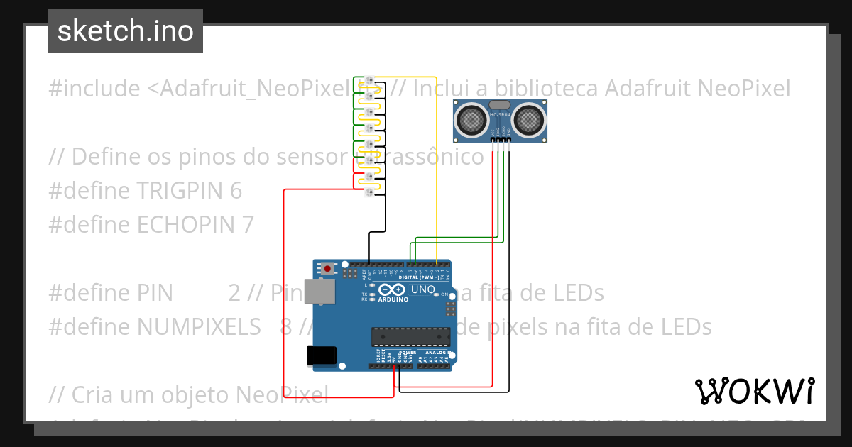 PROTO1-Sensor de Proximidade - Wokwi ESP32, STM32, Arduino Simulator