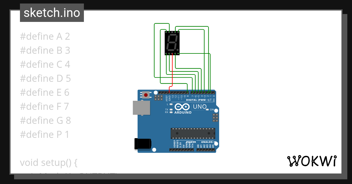 7 segment led - Wokwi ESP32, STM32, Arduino Simulator