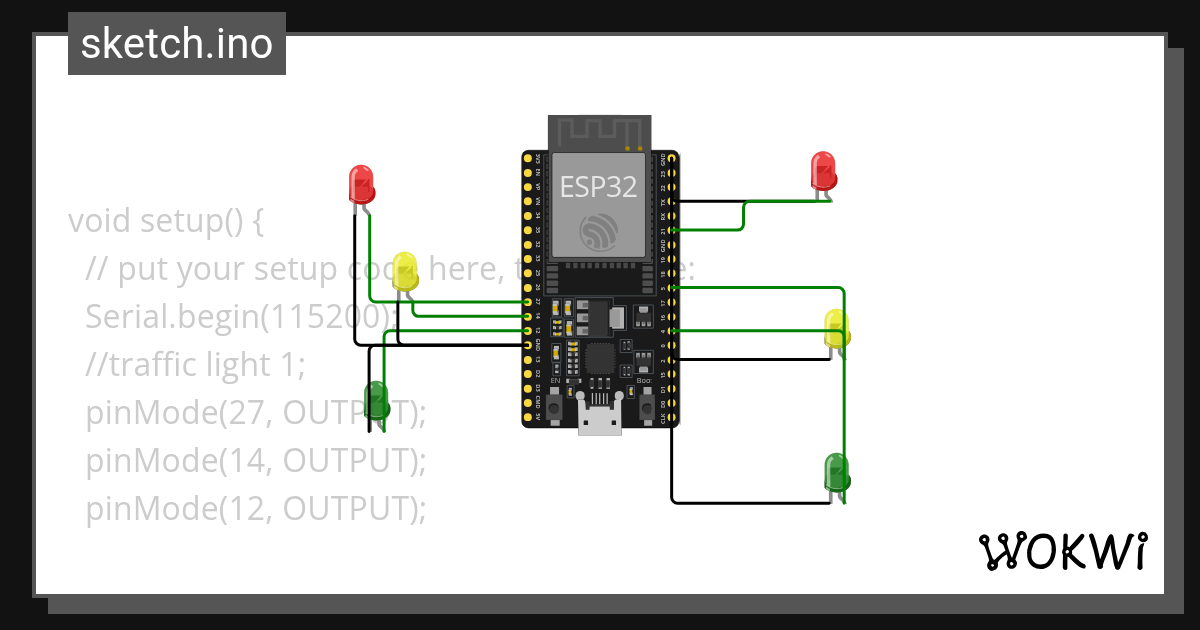 Task2 (Traffic light) - Wokwi ESP32, STM32, Arduino Simulator