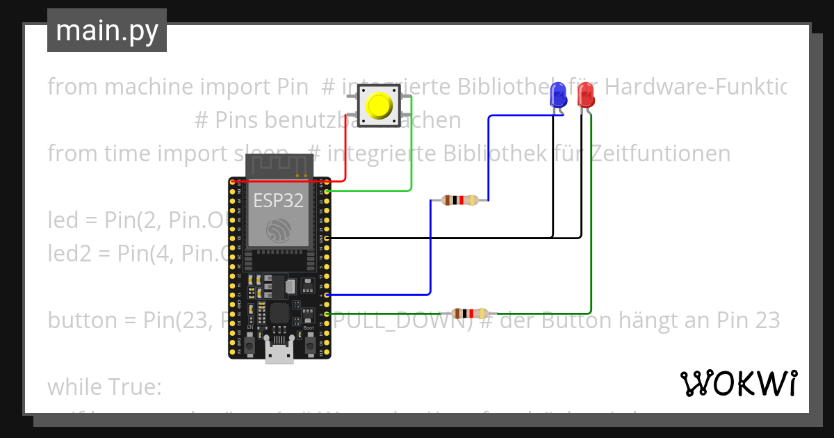 Led button - Wokwi ESP32, STM32, Arduino Simulator