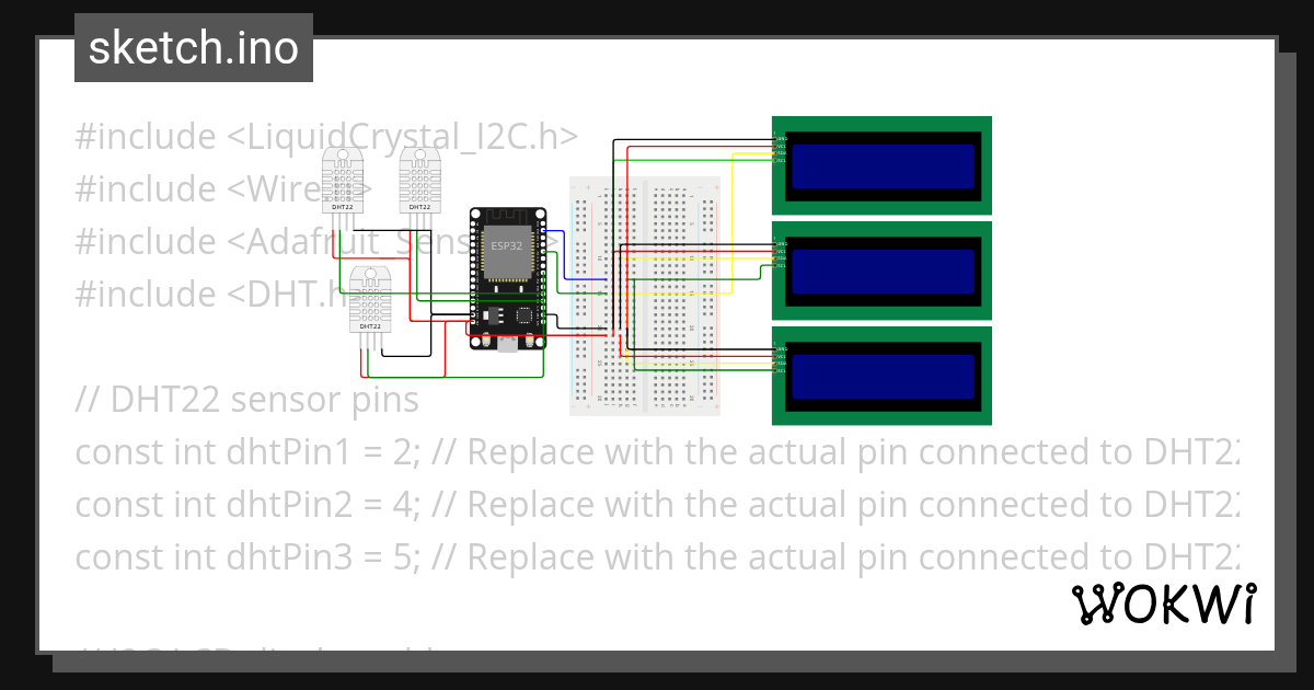 Multiple output in lcd display Reference - Wokwi ESP32, STM32, Arduino Simulator