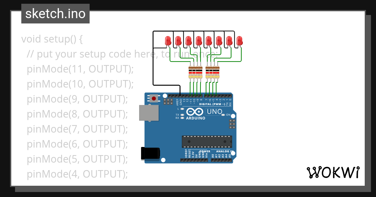 8 Leds Homework Wokwi Esp32 Stm32 Arduino Simulator 