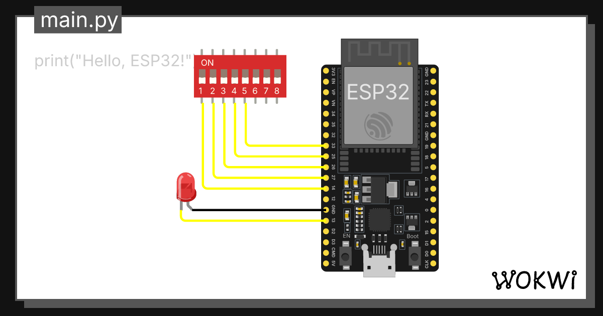 3 dip switch - Wokwi ESP32, STM32, Arduino Simulator