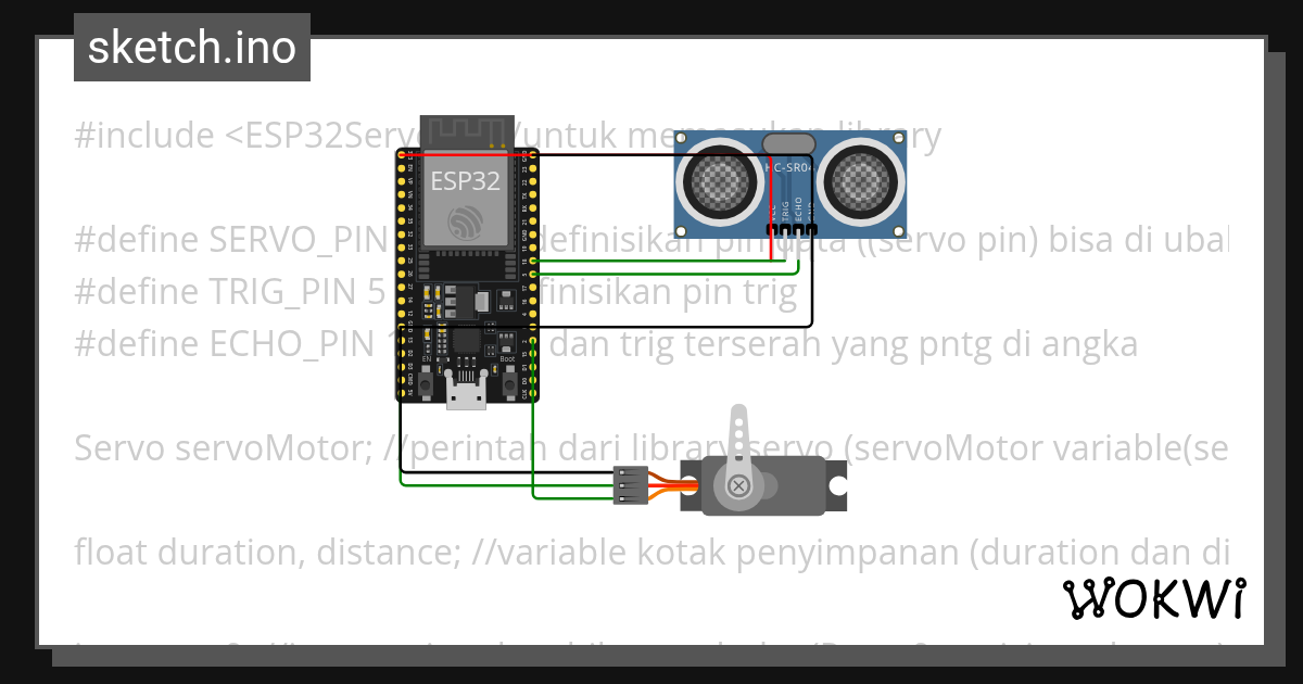 Practice5ultrasonic Dan Servo Wokwi Esp32 Stm32 Arduino Simulator 
