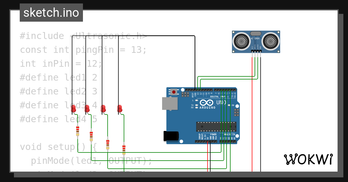 Led Ultrasonic Wokwi Esp32 Stm32 Arduino Simulator 7625