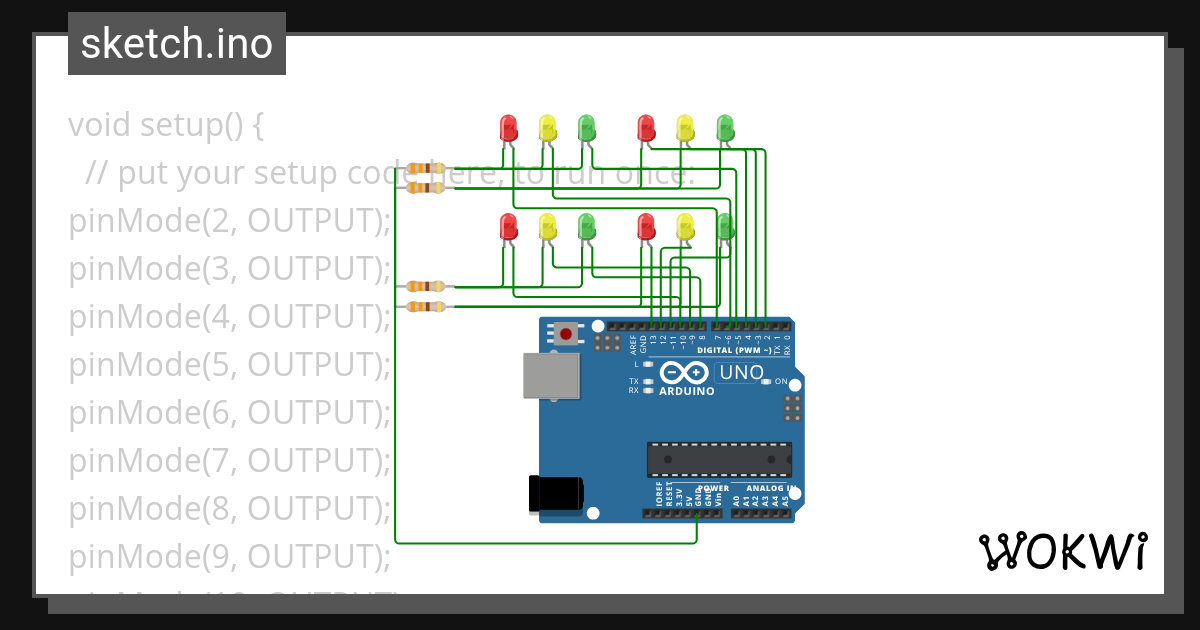 lampu per 4 lalu lintas - Wokwi ESP32, STM32, Arduino Simulator