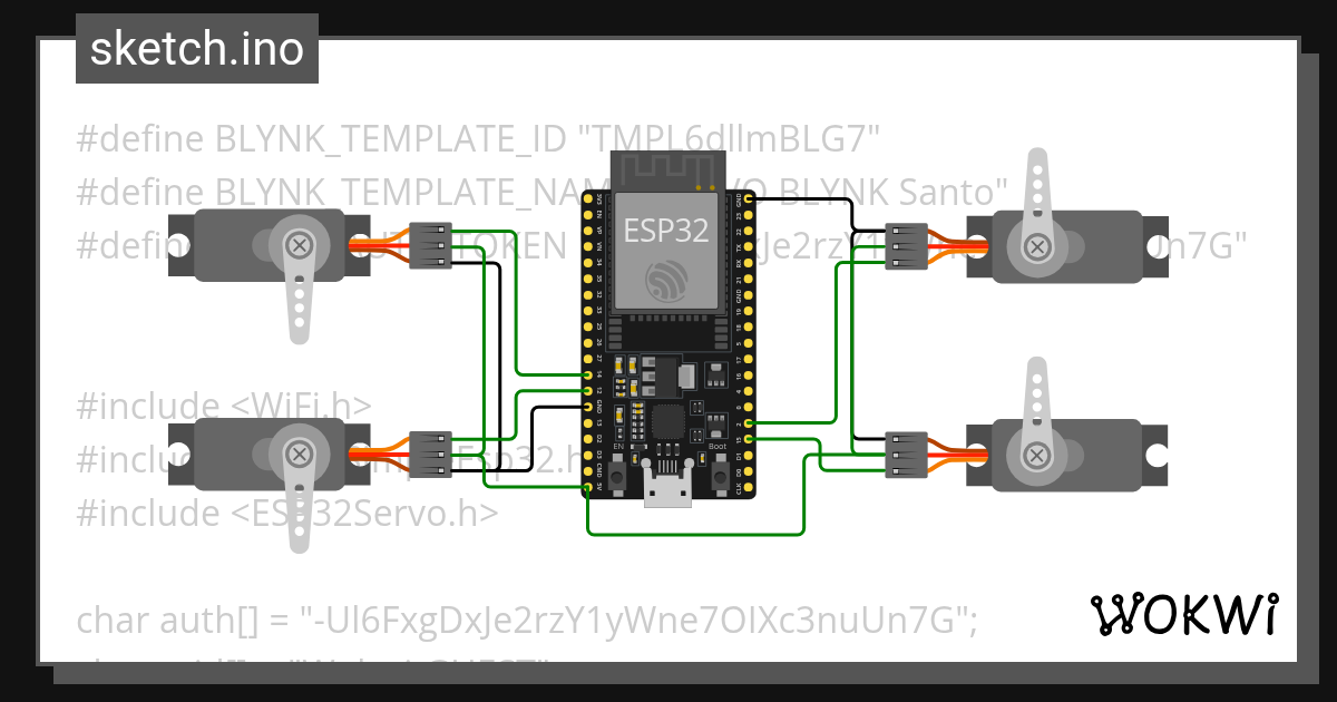 SERVO BLYNK Santo - Wokwi ESP32, STM32, Arduino Simulator
