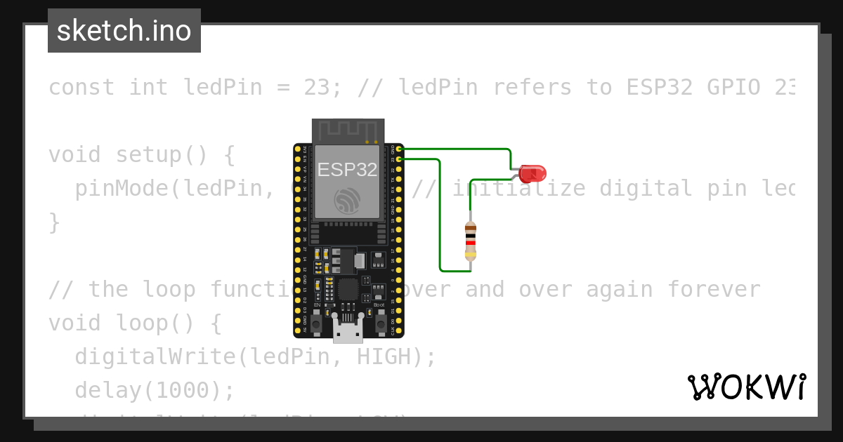 Program Percobaan Esp32 Lampu Blink Wokwi Esp32 Stm32 Arduino Simulator 9219
