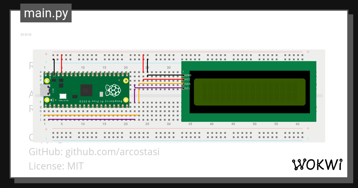 I2C LCD Display Copy - Wokwi ESP32, STM32, Arduino Simulator
