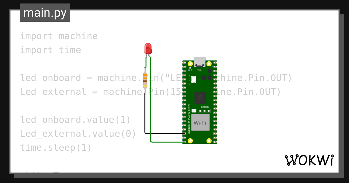 Pico W V1220 Led Toggle Wokwi Esp32 Stm32 Arduino Simulator 0273