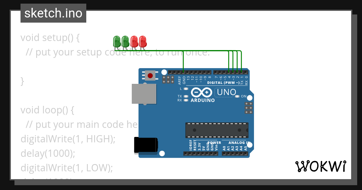 Multiple LED functioning - Wokwi ESP32, STM32, Arduino Simulator