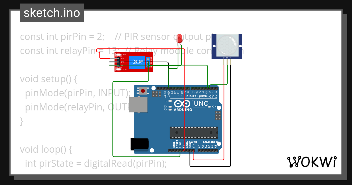 Control Relay Module Using Pir Sensors Data Using Arduino Wokwi